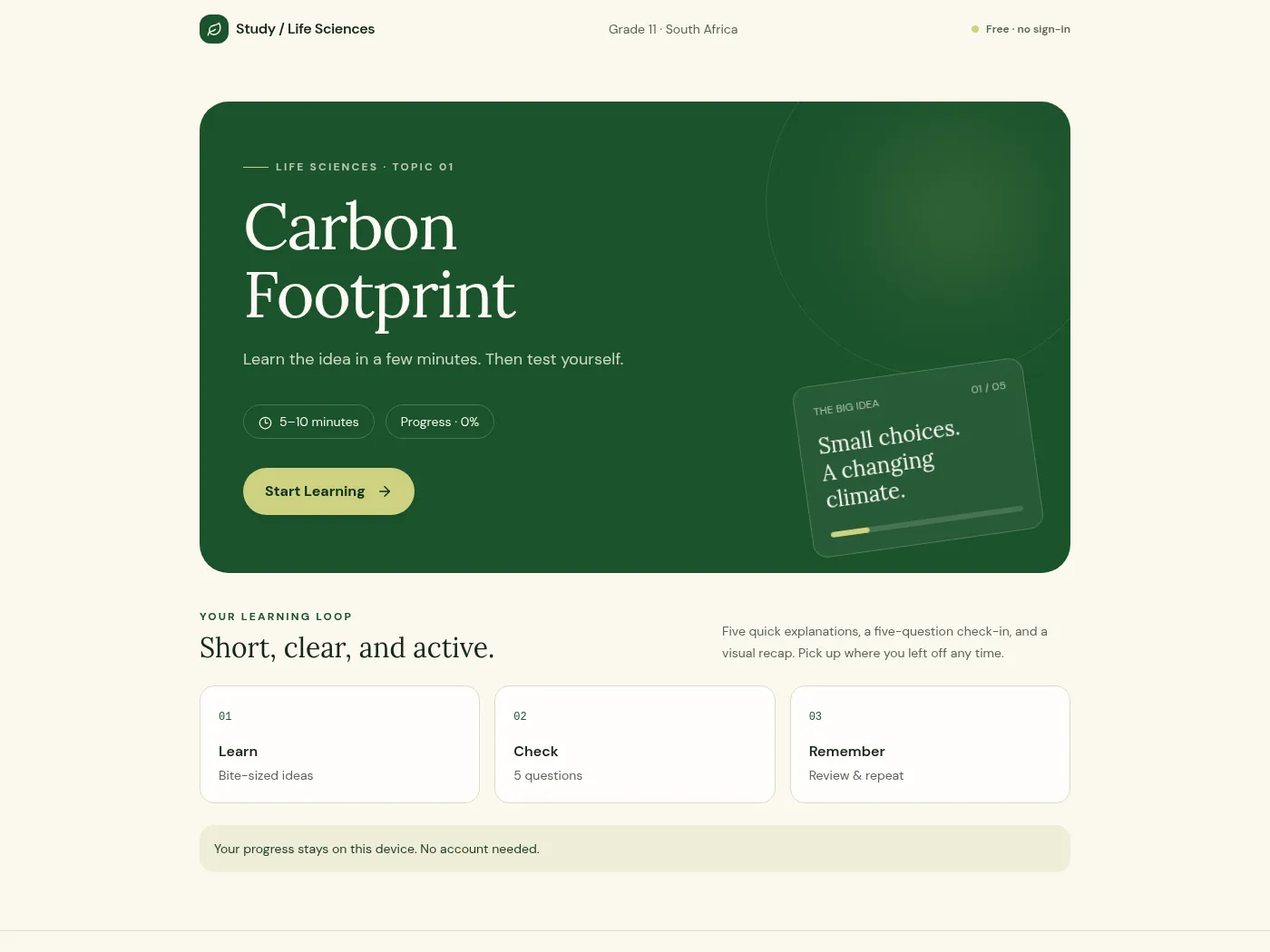 Carbon Footprint Study Tool