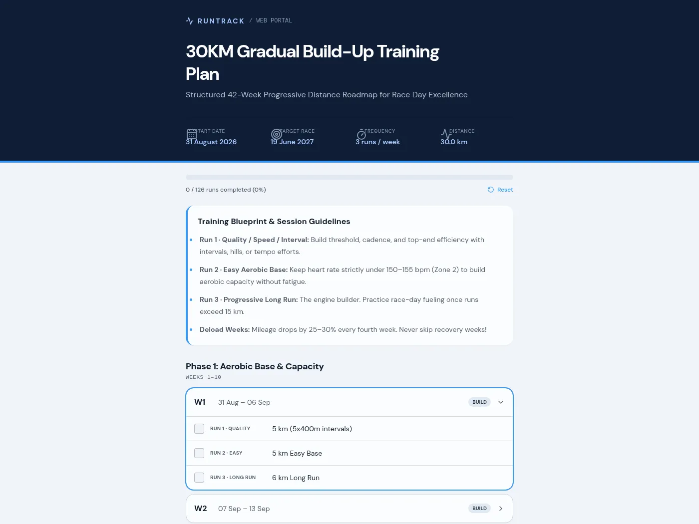 RunTrack Web Portal