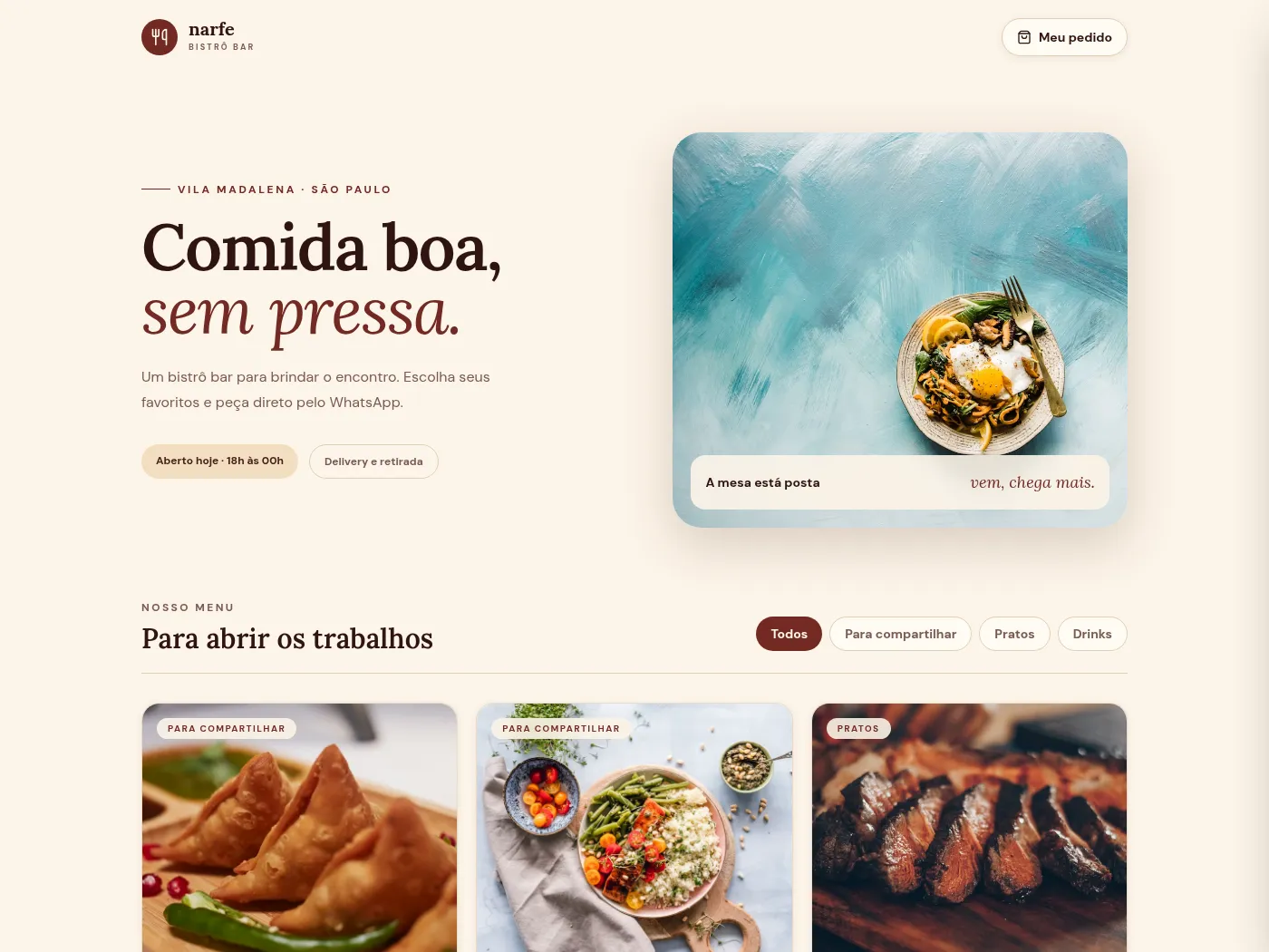 Narfe Bar Online Menu