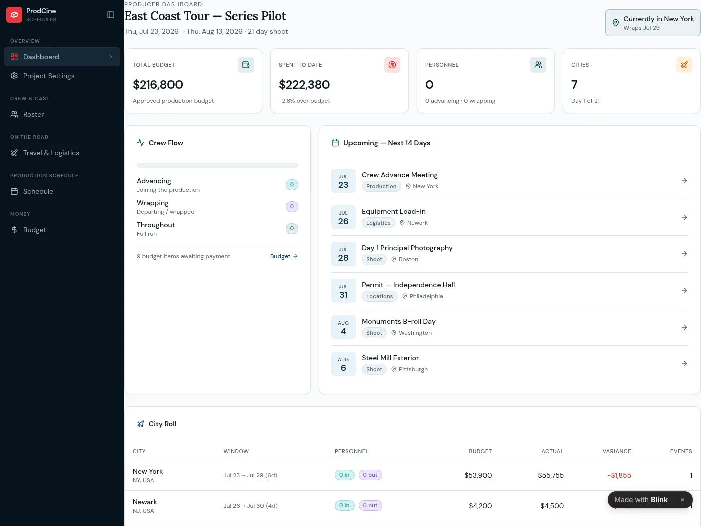 ProdCine Scheduler