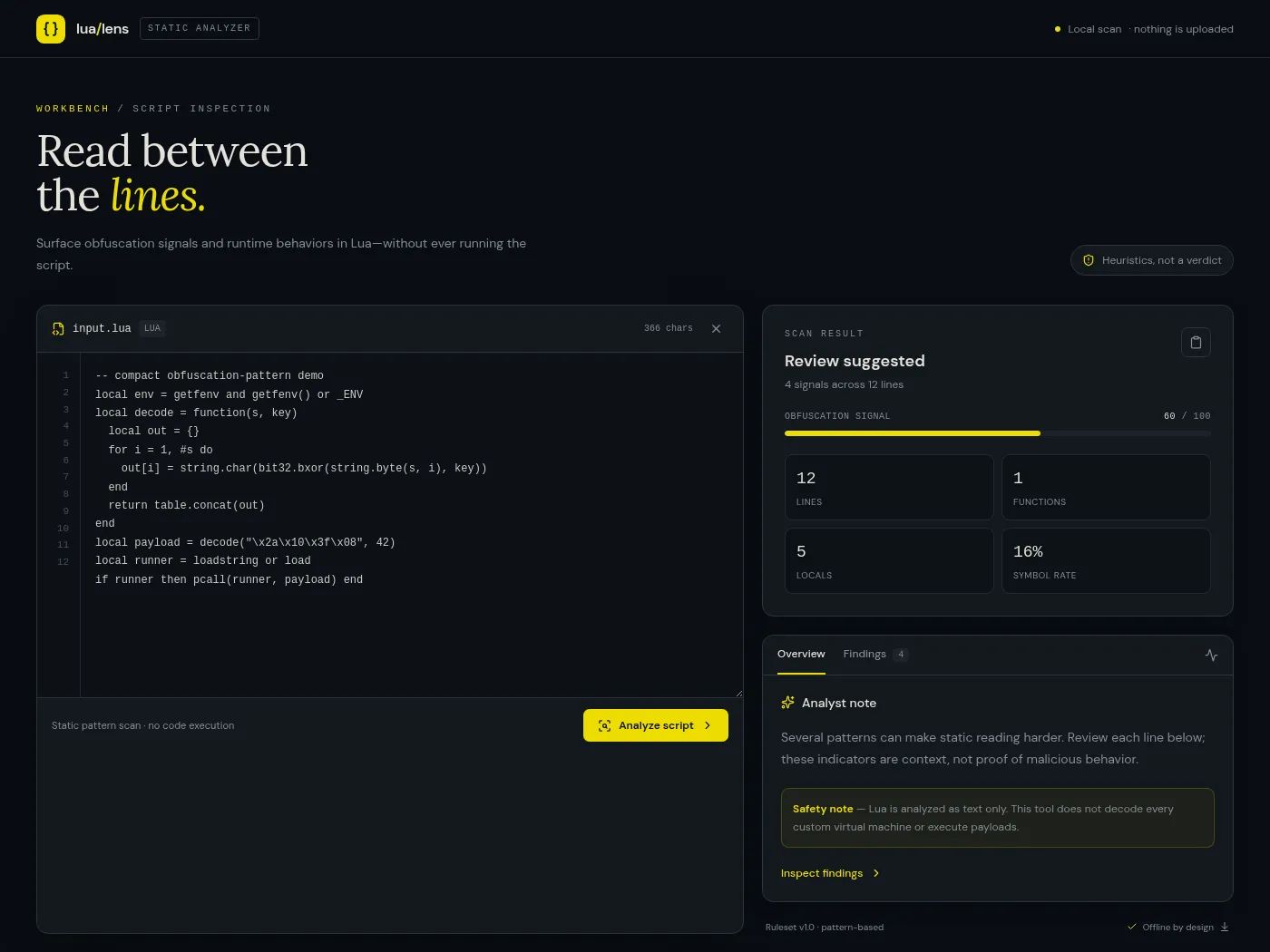 Lua Script Analyzer