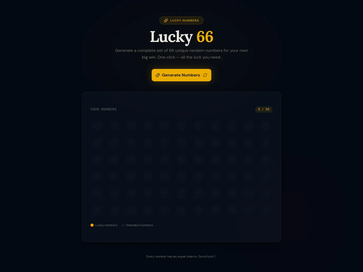 Lucky 66 Lotto Generator
