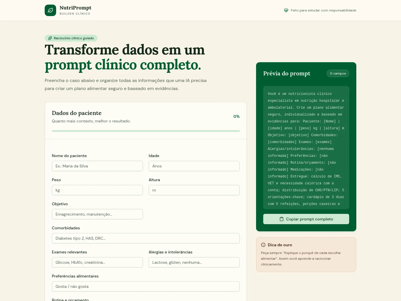 NutriPrompt Builder