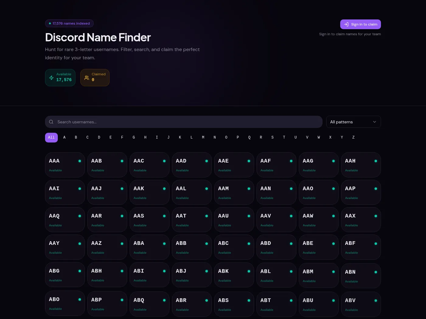 Discord Name Finder