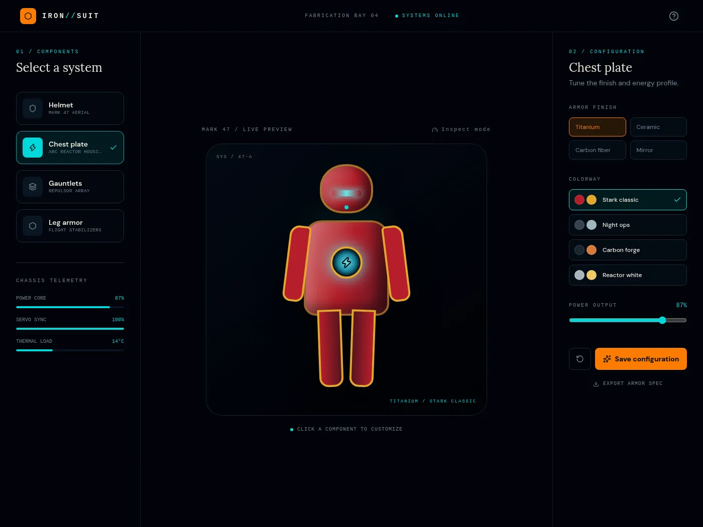 IronSuit Customizer