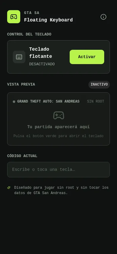GTA SA Floating Keyboard