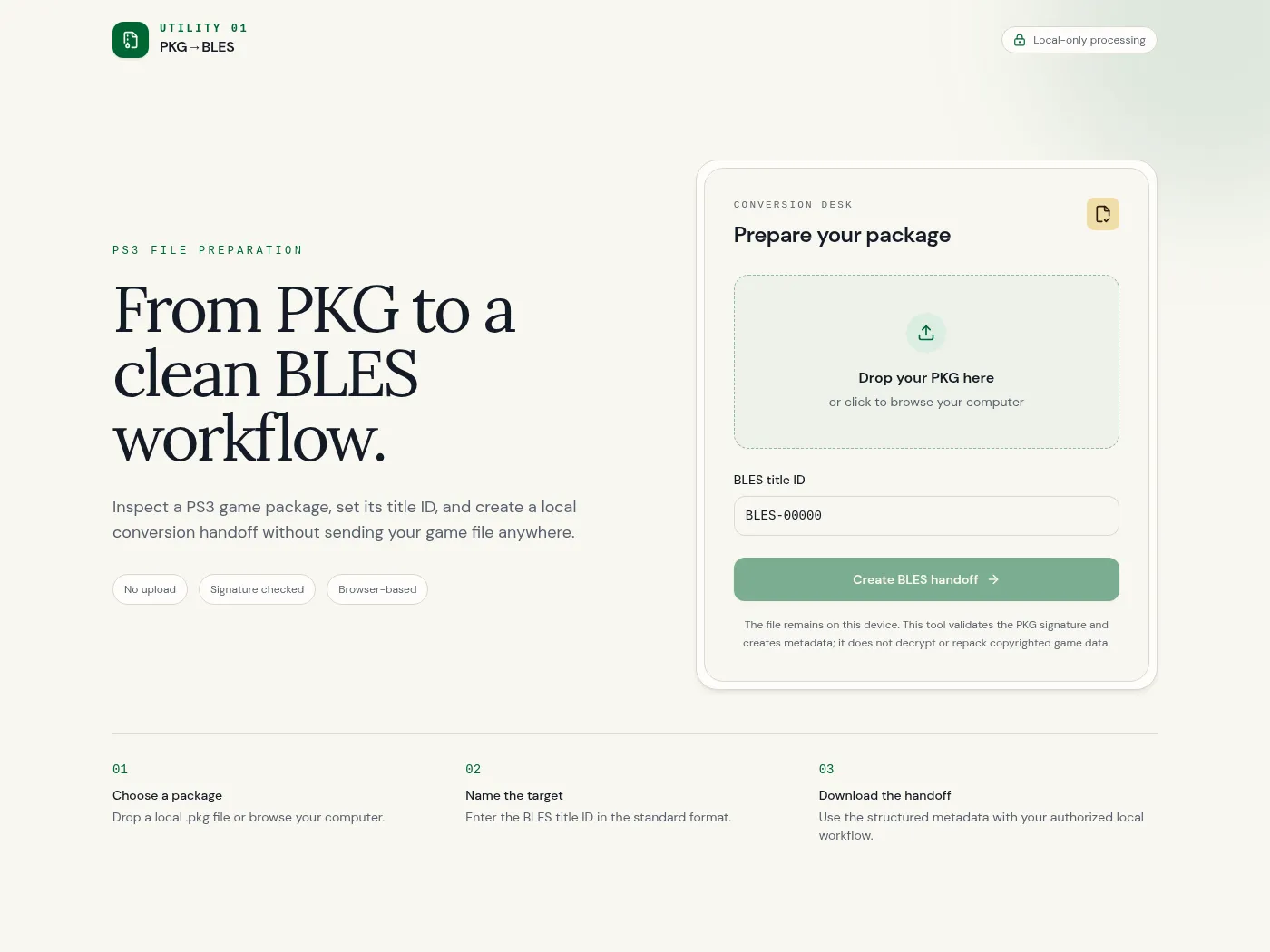 PKG to BLES Converter