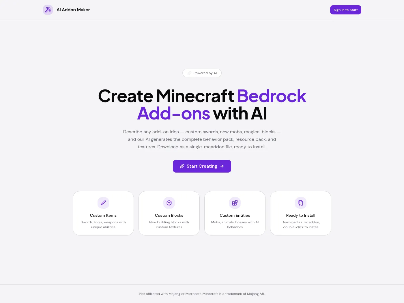 AI Minecraft Addon Maker