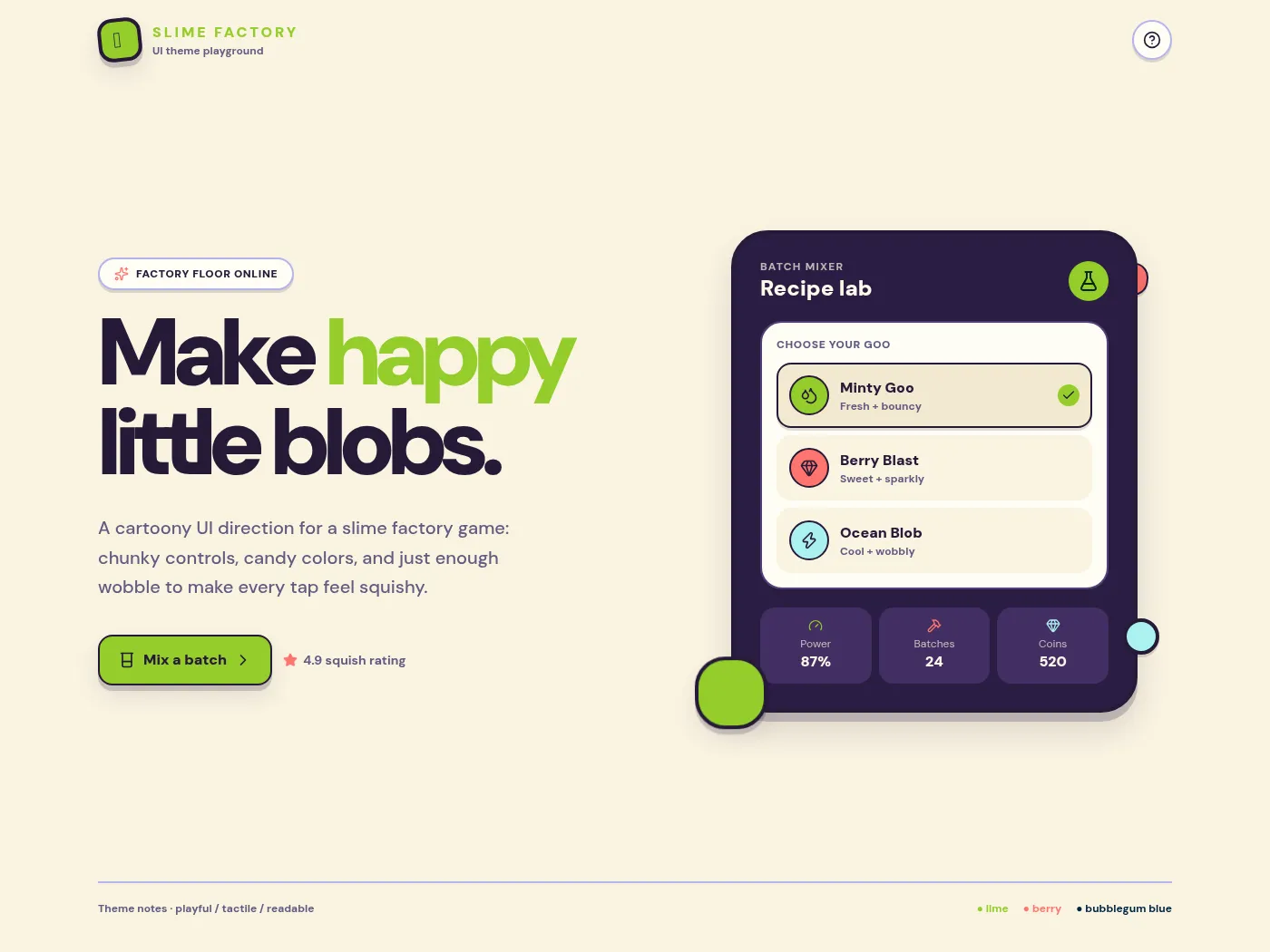 Slime Factory UI Theme