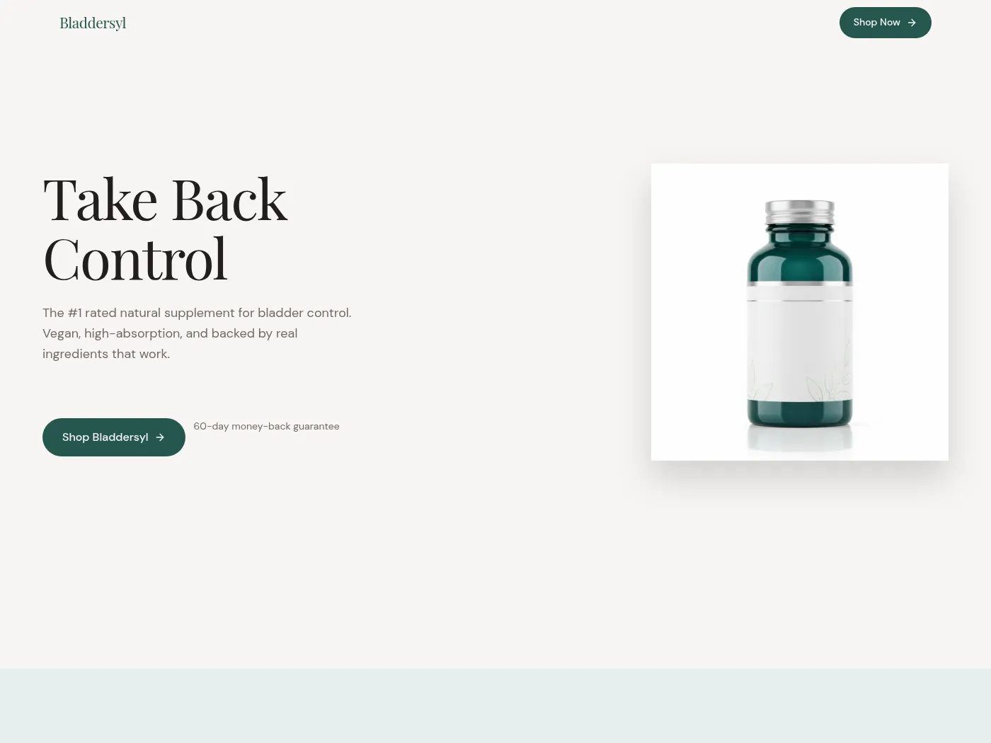Bladdersyl Landing Page