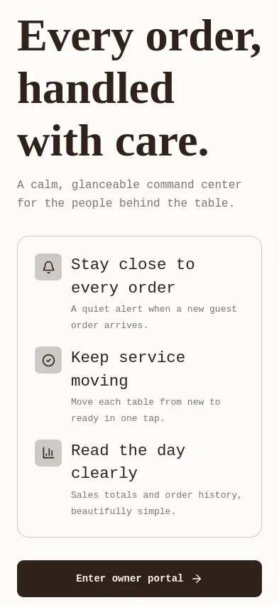 Juniper Table Owner App