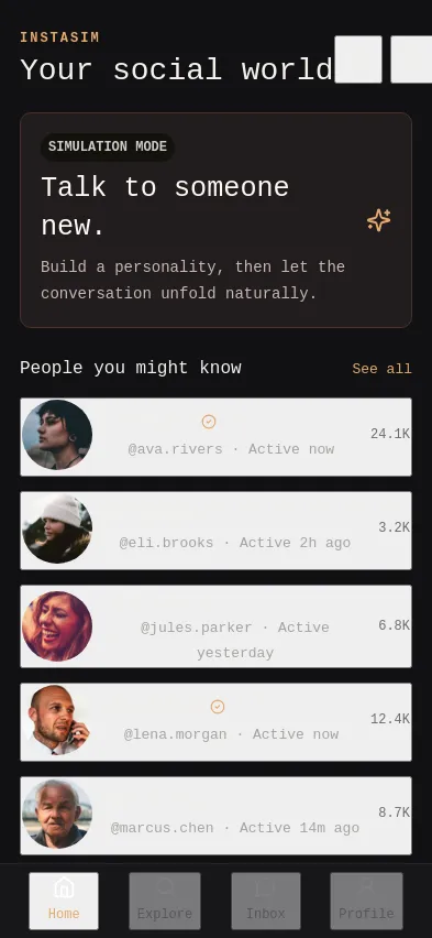 InstaSim Social Simulator