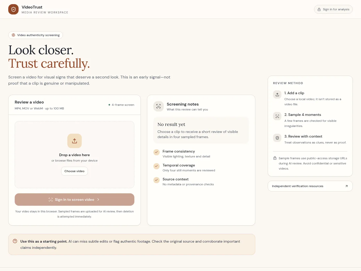 VideoTrust Validator