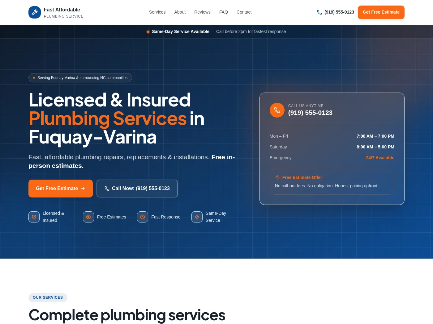 Fast Affordable Plumbing Site