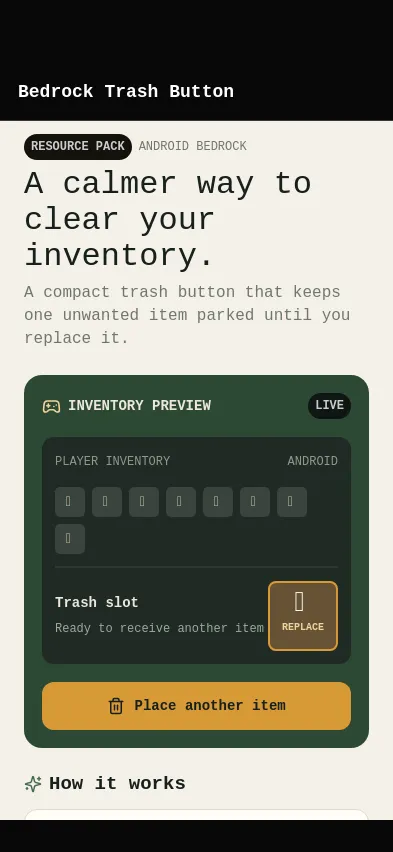 Bedrock Trash Button UI