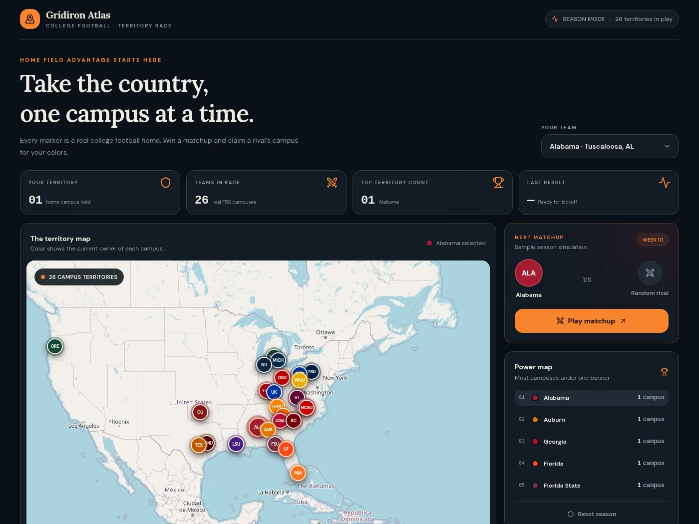 College Football Map Quest