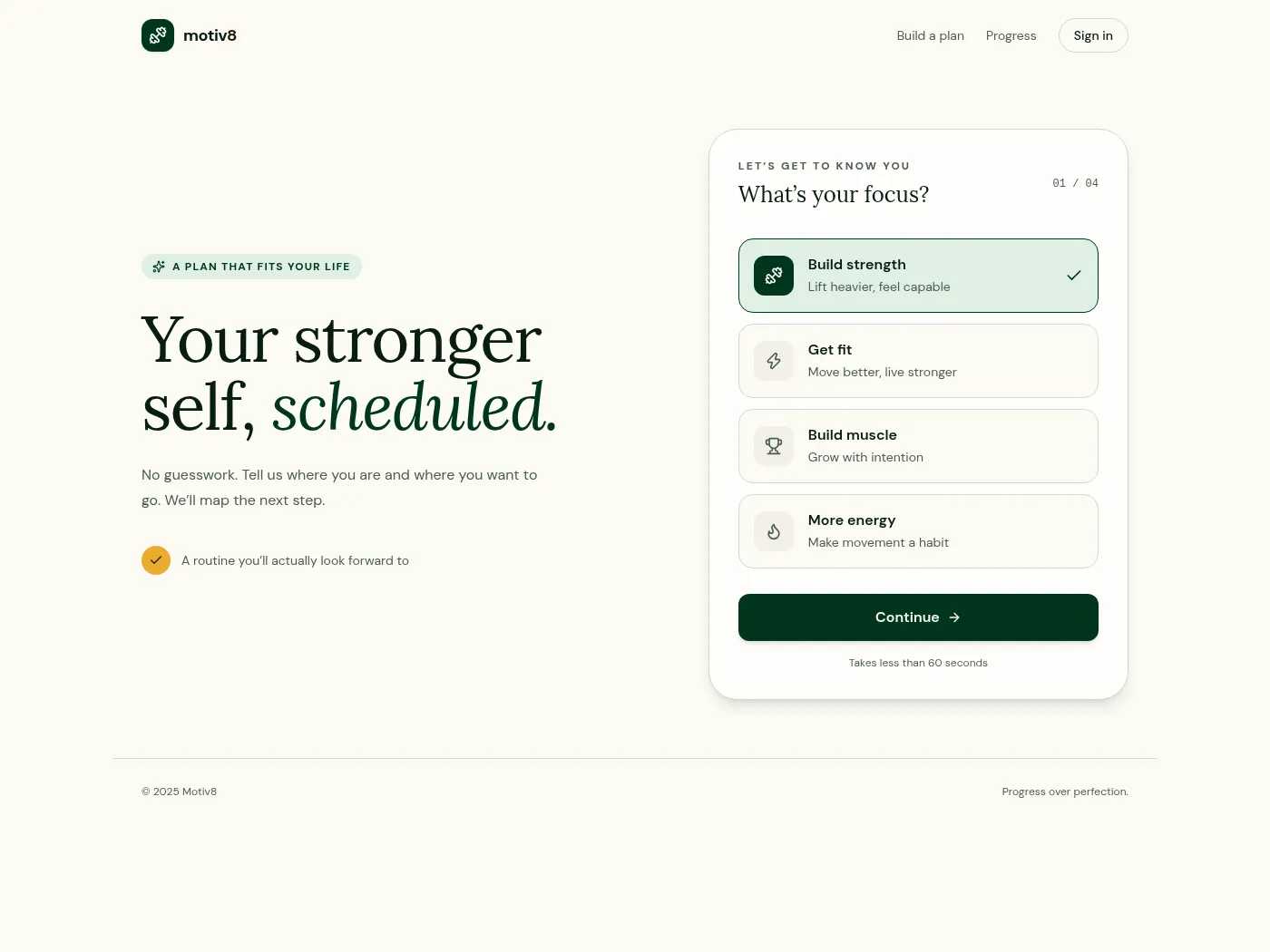 Motiv8 Workout Planner
