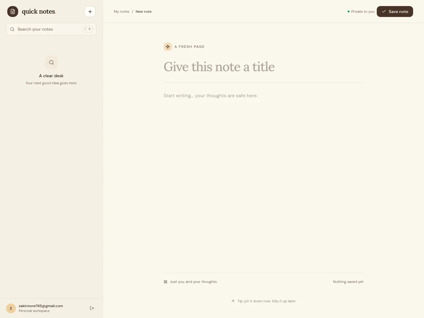 Blink.new Quick Notes