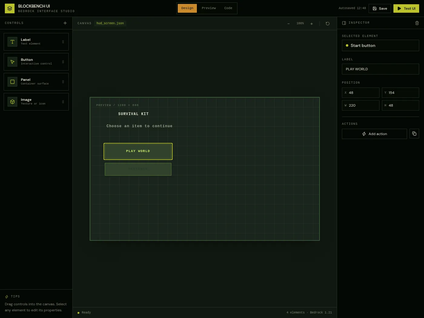MineCraft GUI Builder