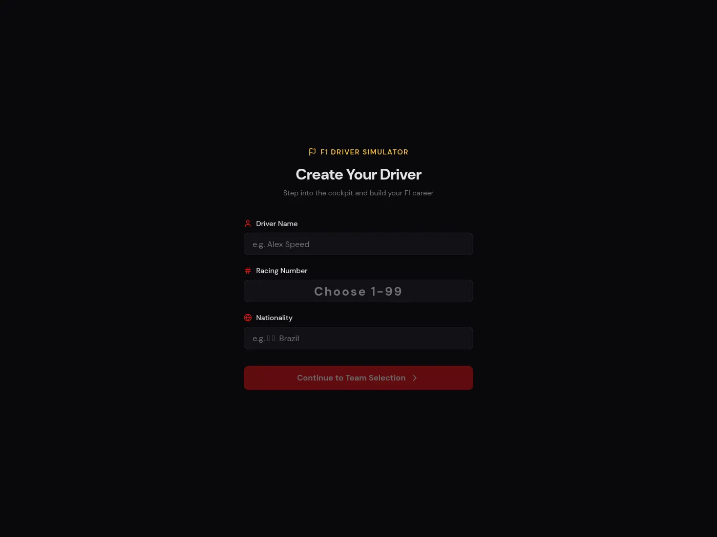 F1 Driver Simulator