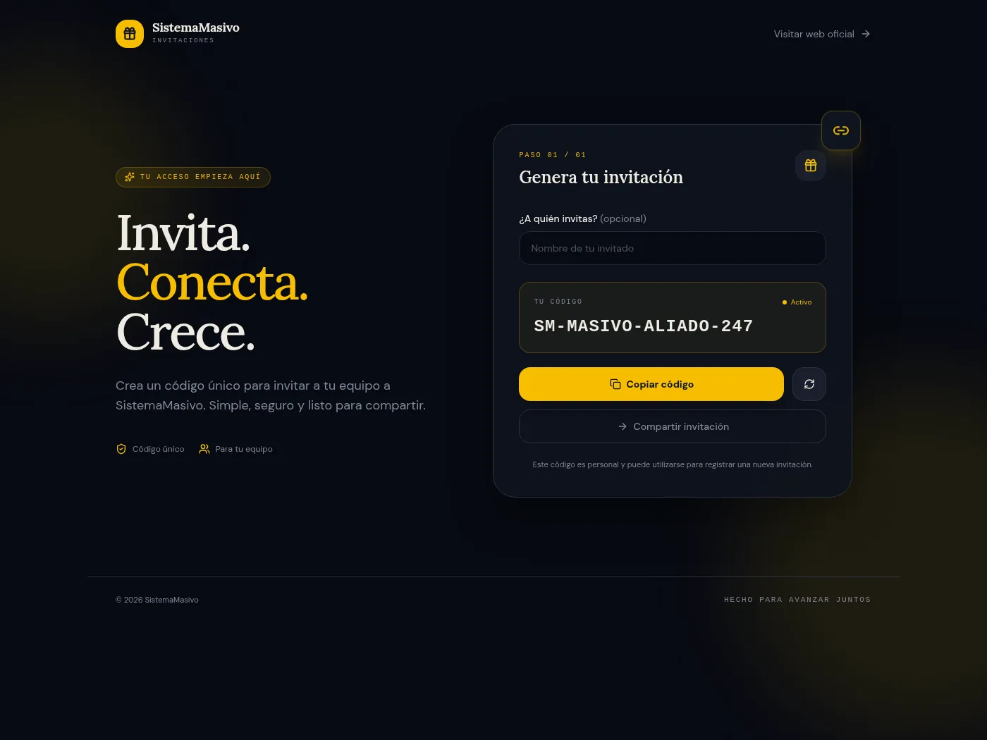 SistemaMasivo Invite Code