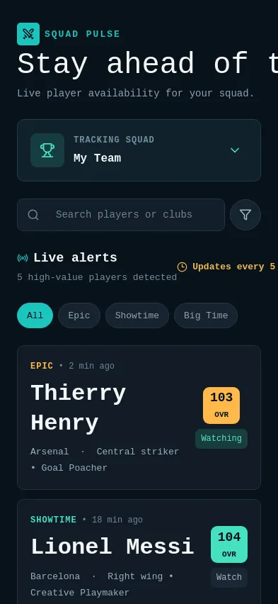eFootball Squad Alerts