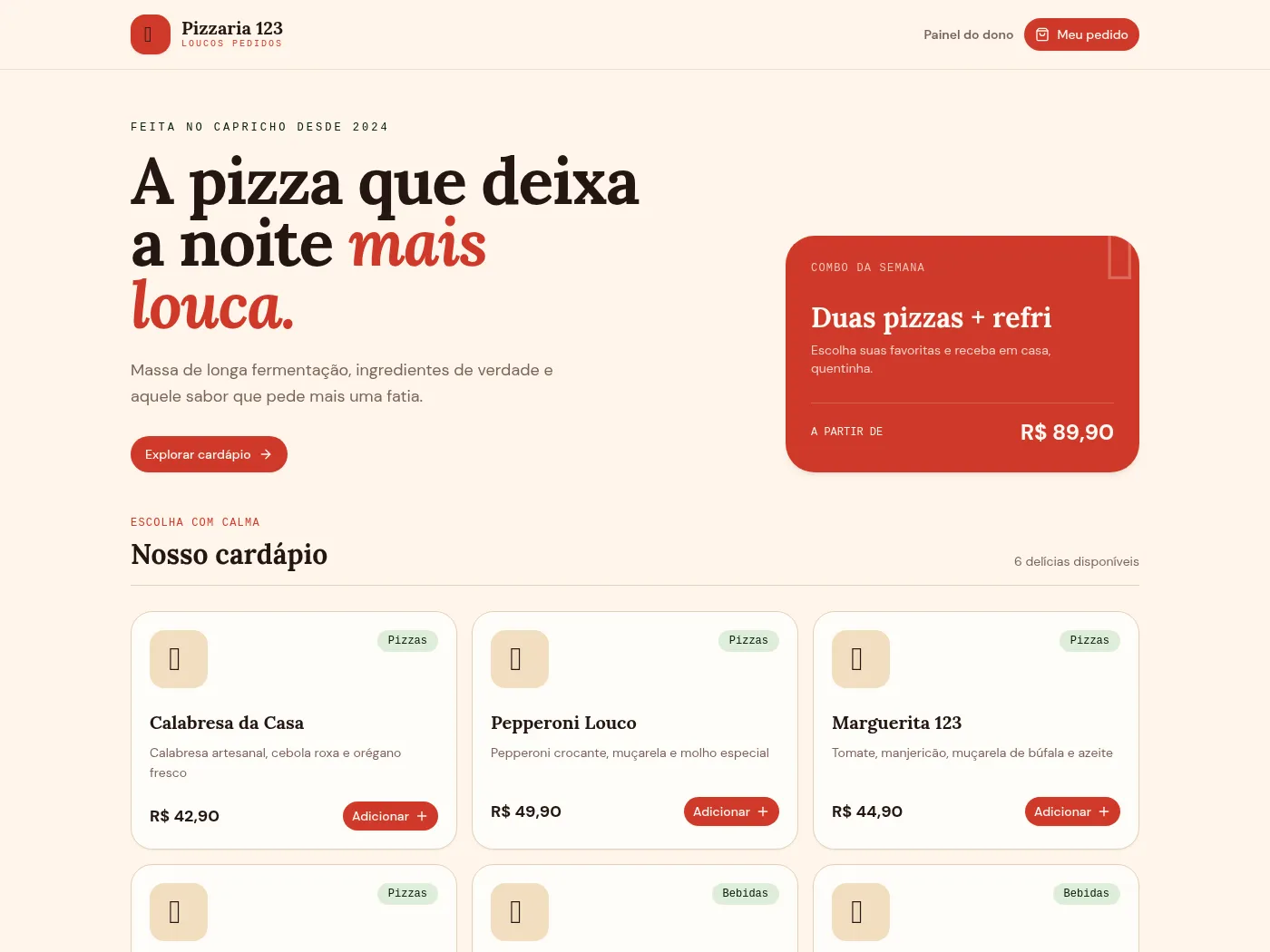 Pizzaria 123 Loucos Pedido