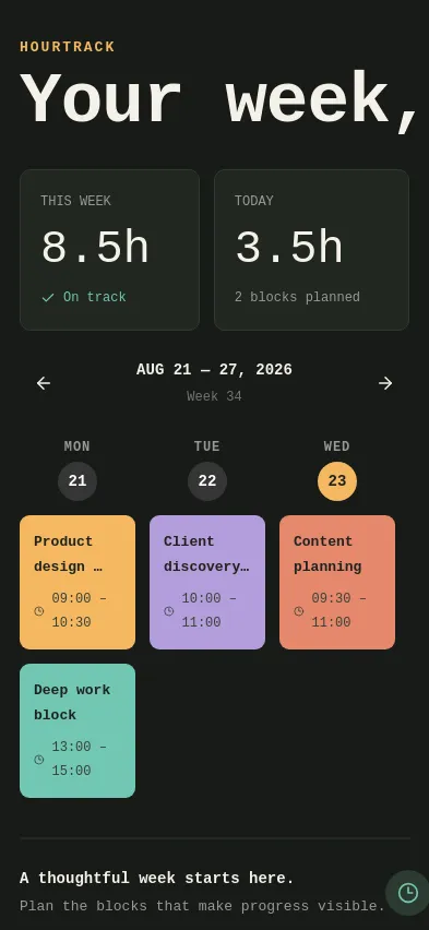HourTrack Calendar