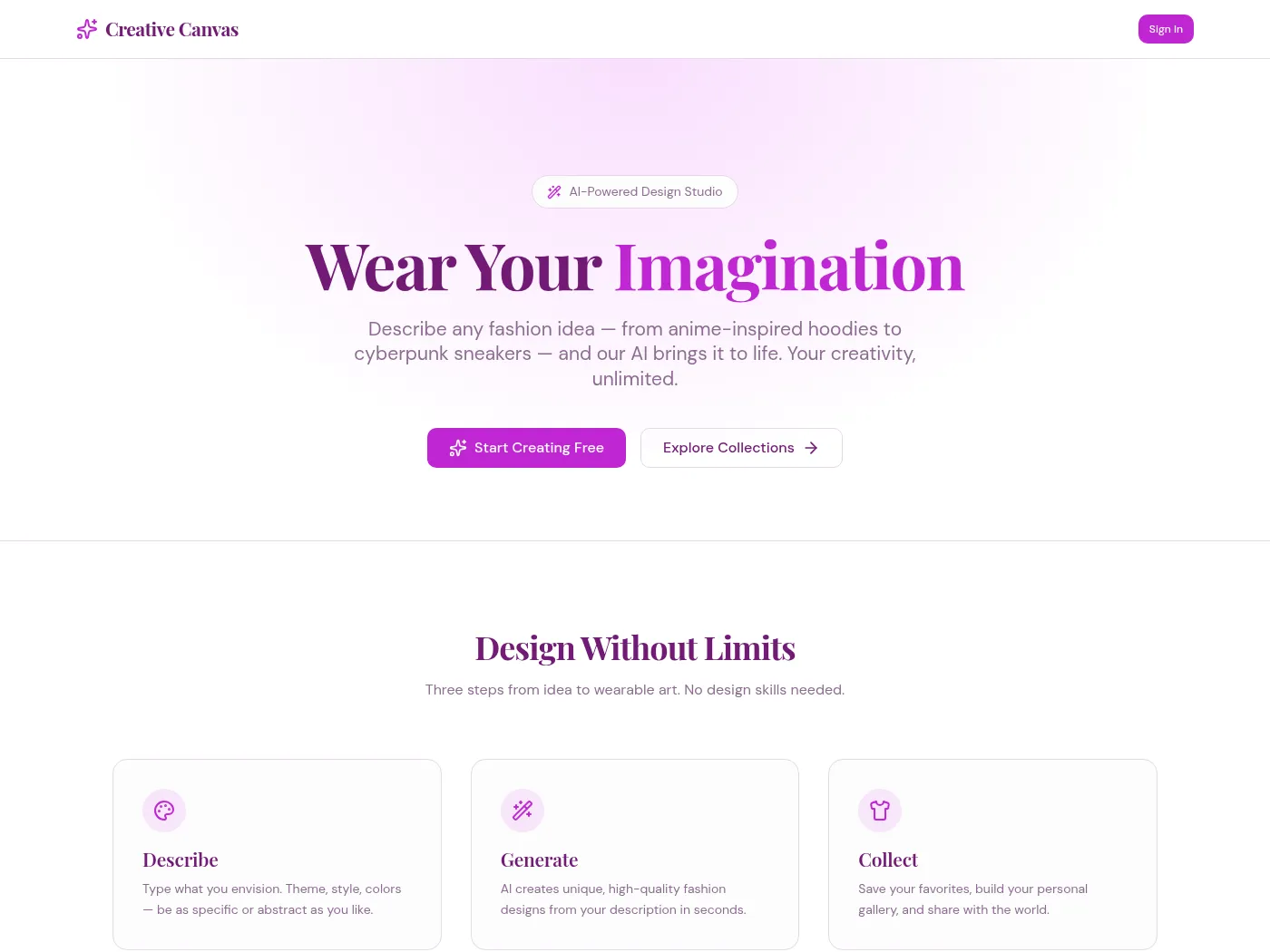 Creative Canvas Fashion AI