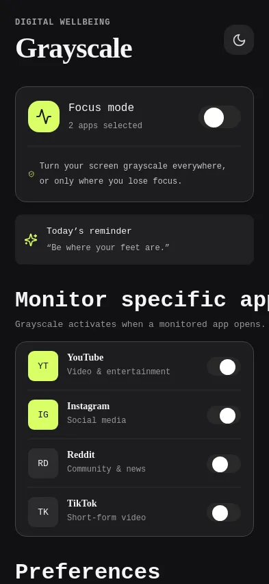 Grayscale Focus App