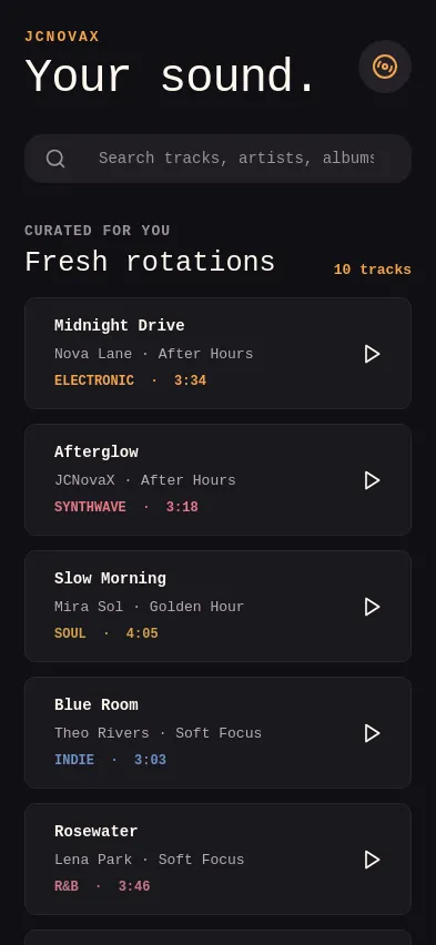 JCNovaX Music Player