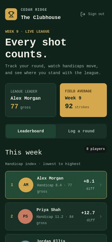 Golf League Tracker