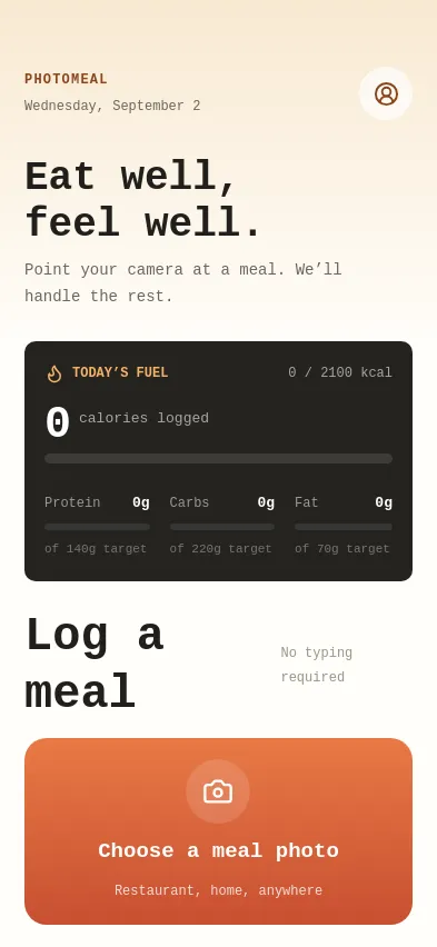 PhotoMeal Tracker