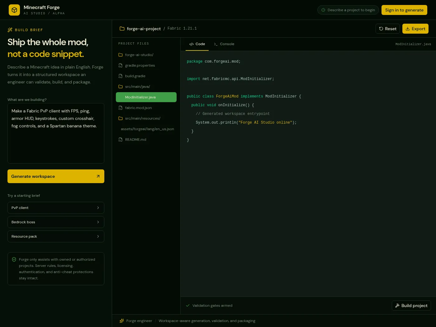 Minecraft Forge AI Studio