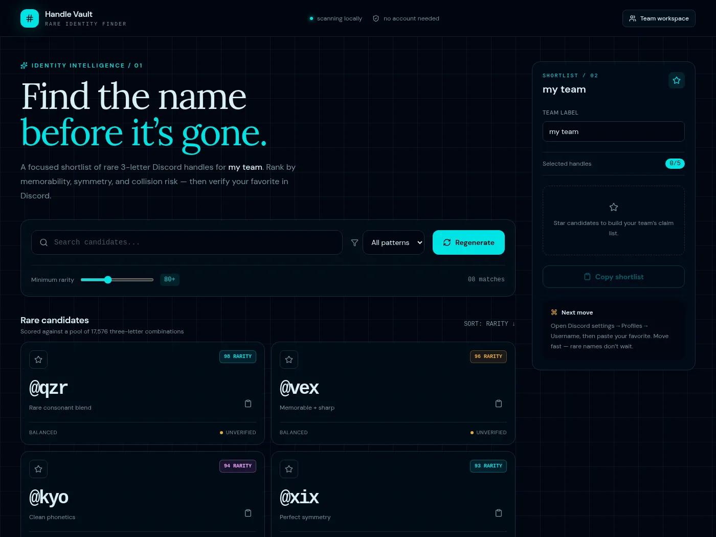 Rare Discord Handle Finder