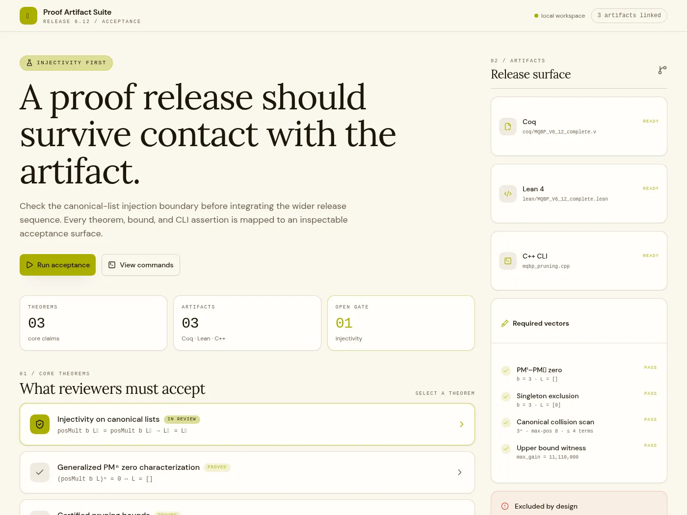 Proof Artifact Acceptance Suite
