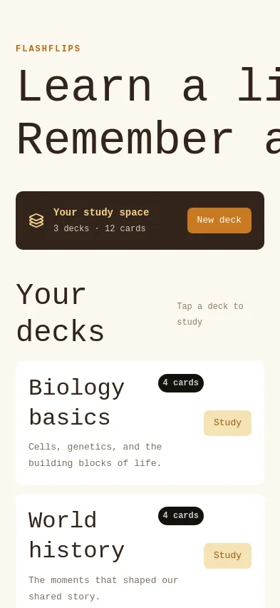 FlashFlips Study App