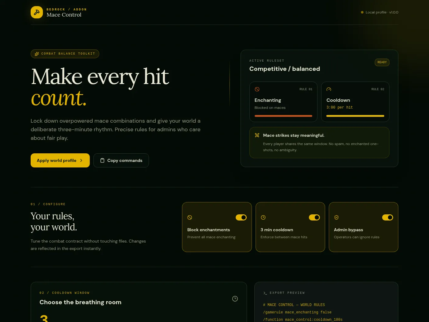 Mace Control Addon