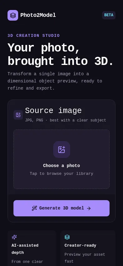 Photo2Model 3D App