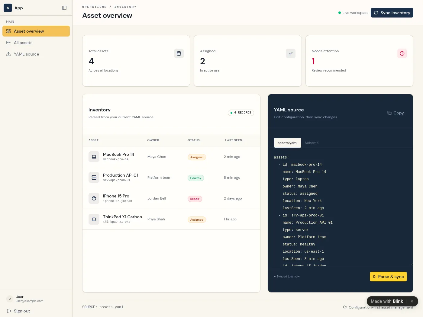 IT Asset YAML Dashboard