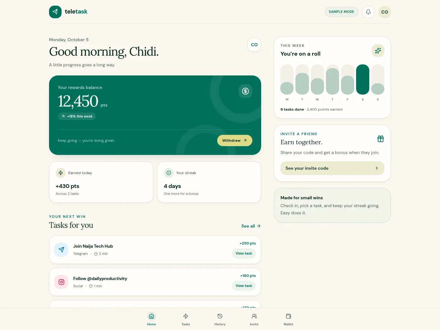 TeleTask Rewards Platform