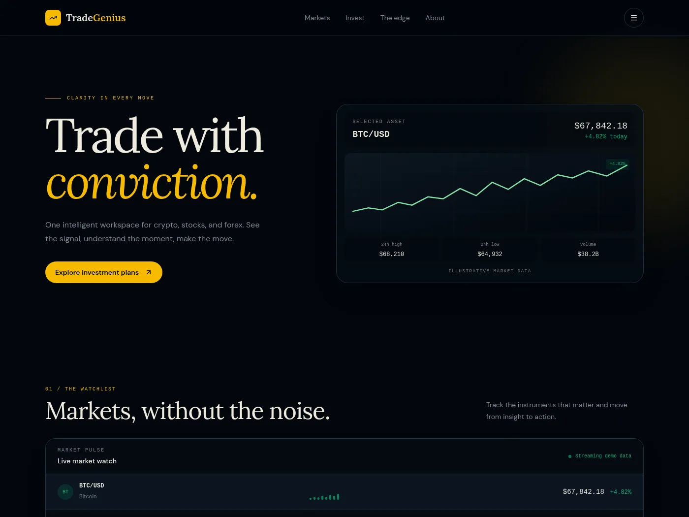 TradeGenius Landing Page