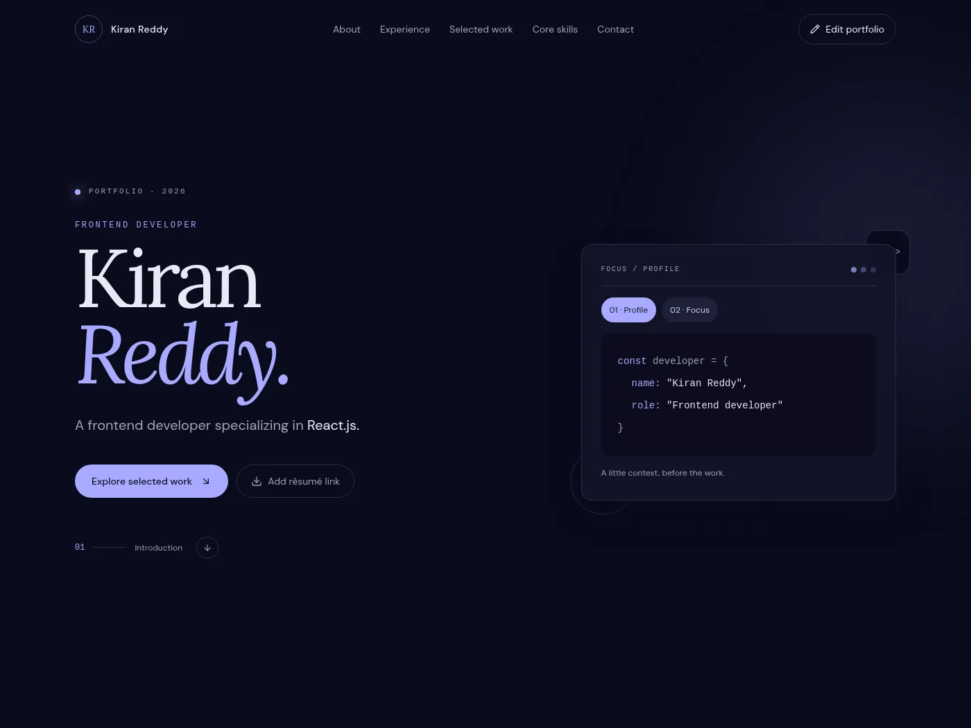 Kiran Reddy Portfolio