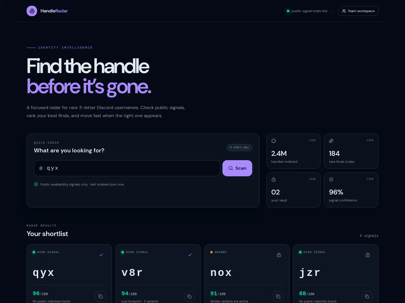 Rare Discord Handle Finder