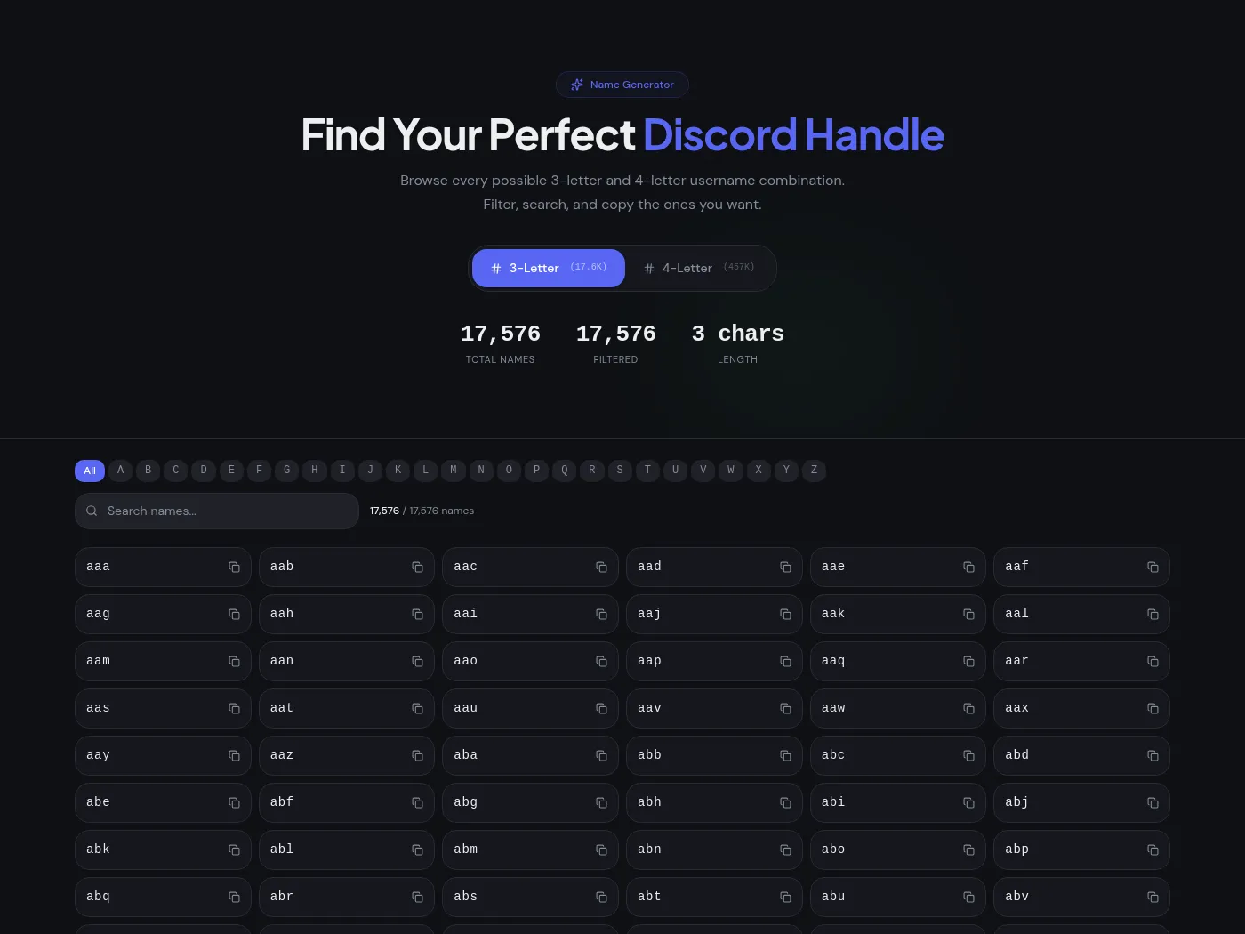 Discord Name Finder