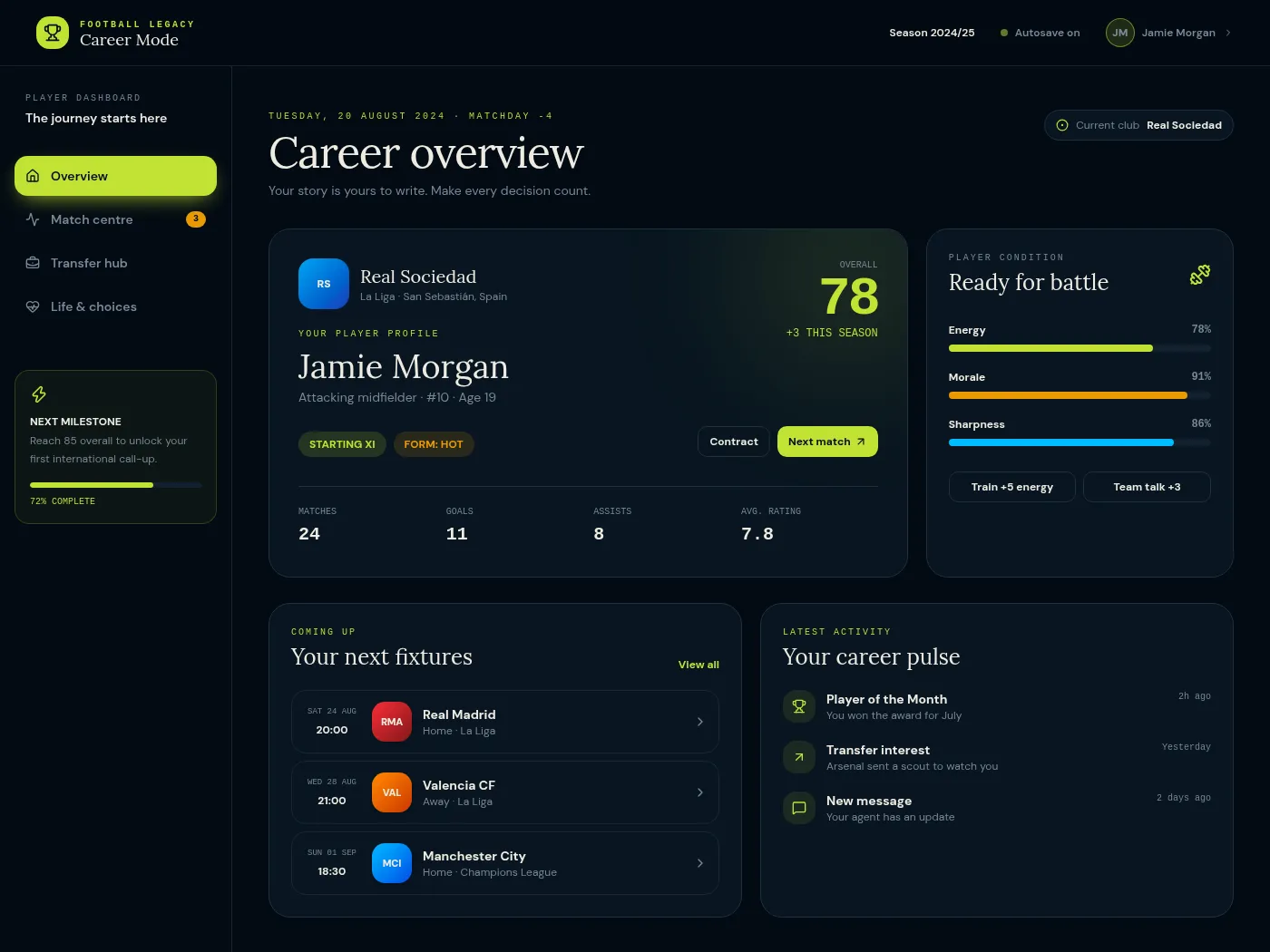 Soccer Career Mode Game