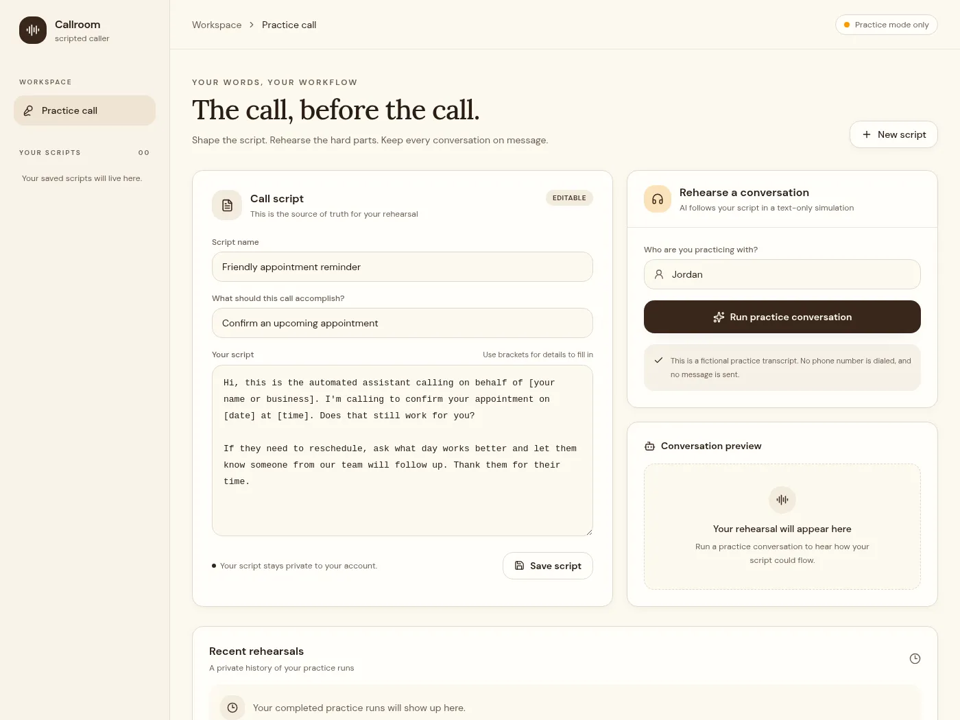 Scripted AI Caller