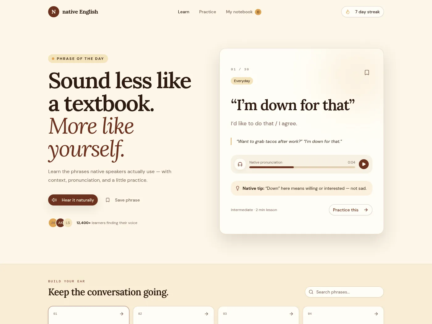 Native English Phrases App