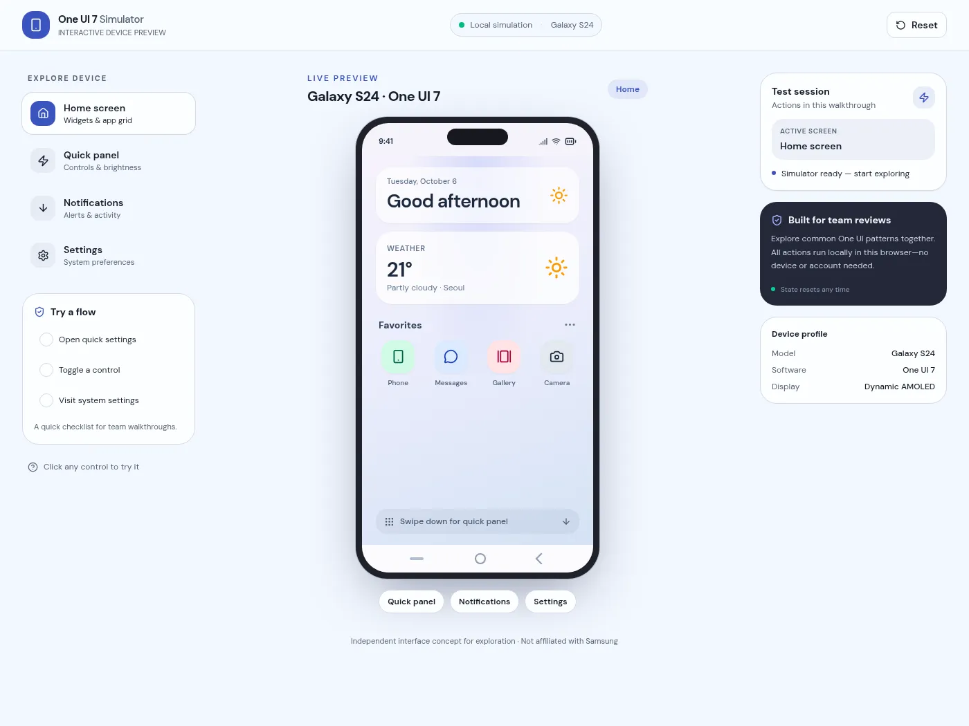 One UI 7 Web Simulator