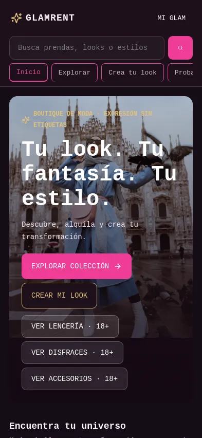 GlamRent Fashion Rental App